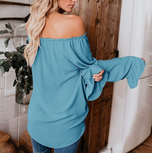 Boutique | Tops | Sale New Boho Off Shoulder Ruffle Bell Blouse Top ...